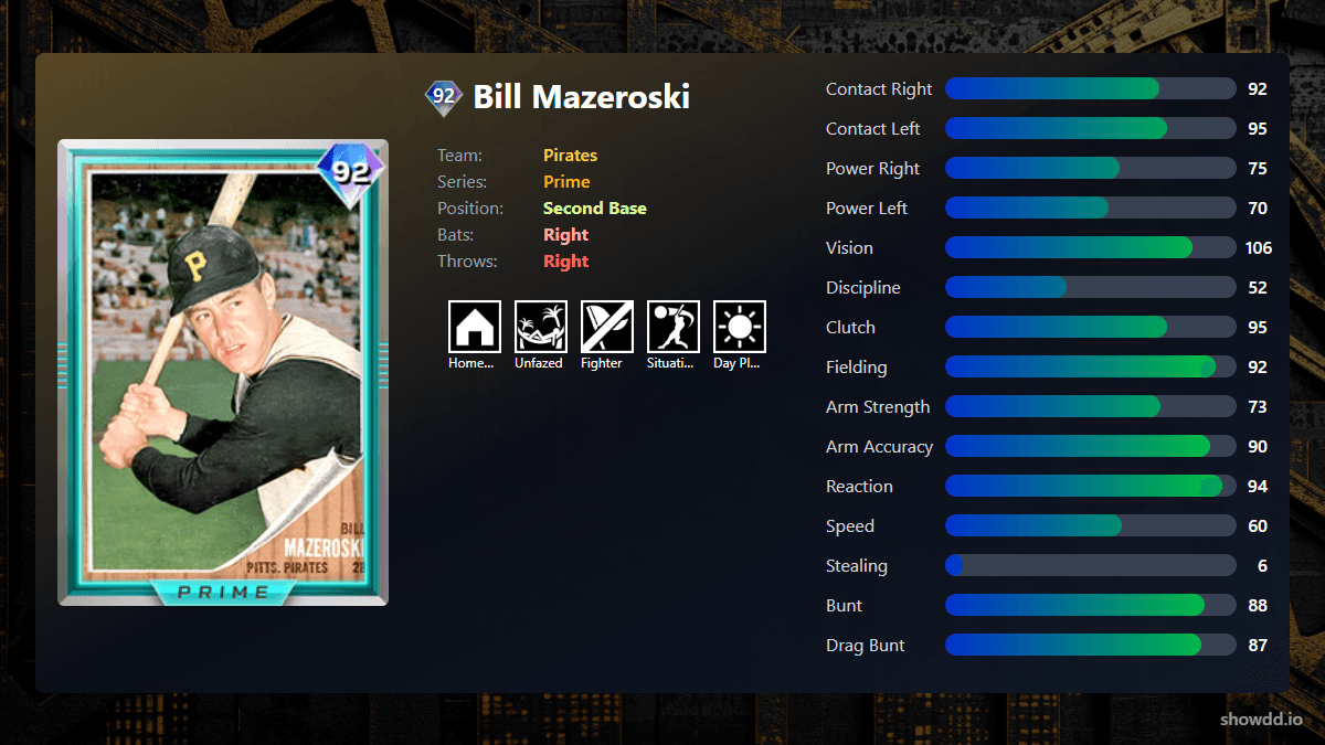Bill Mazeroski, 92 Prime - MLB the Show 25