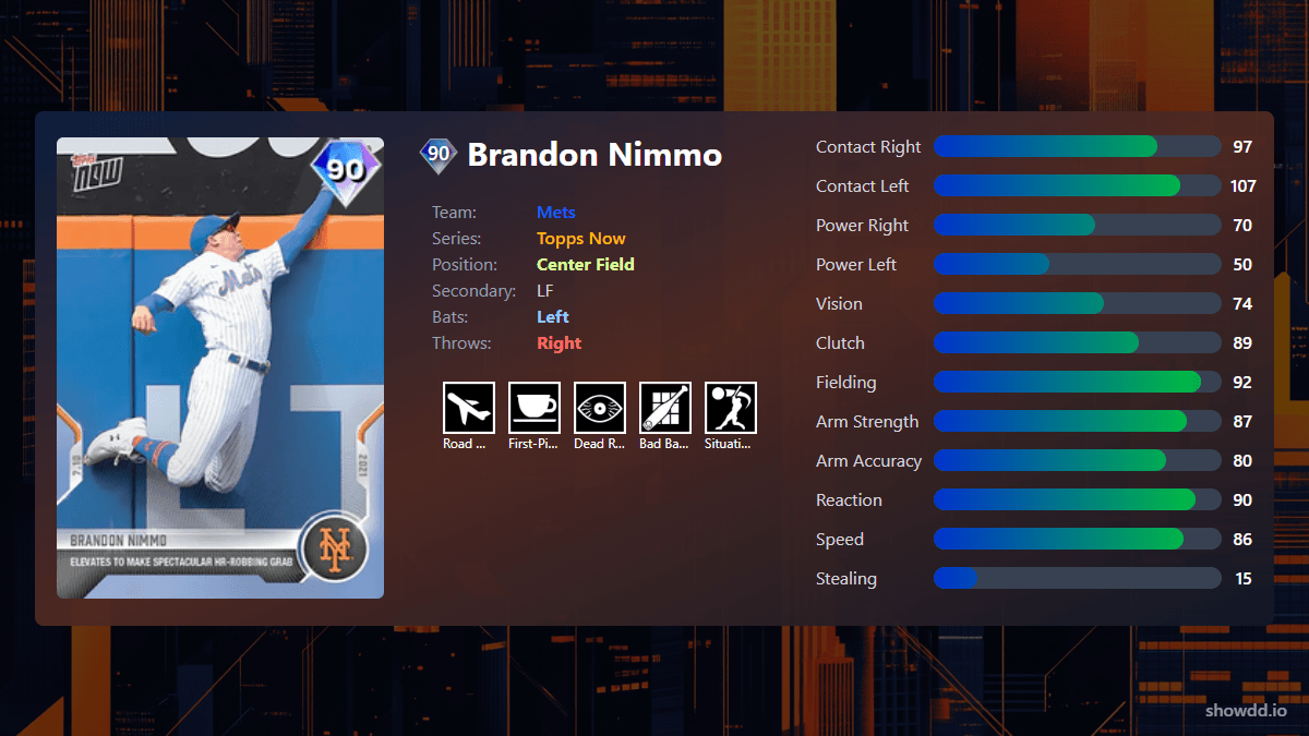 Brandon Nimmo, 90 Topps Now - MLB the Show 25