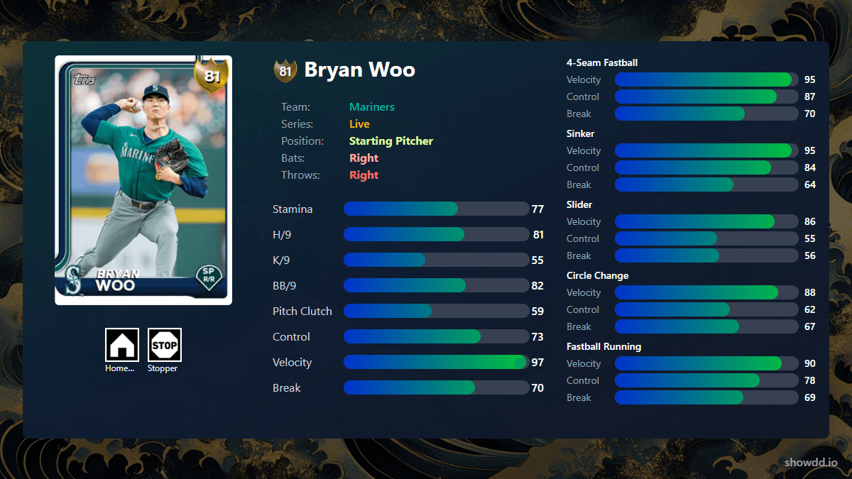 Bryan Woo, 89 Live - MLB the Show 25