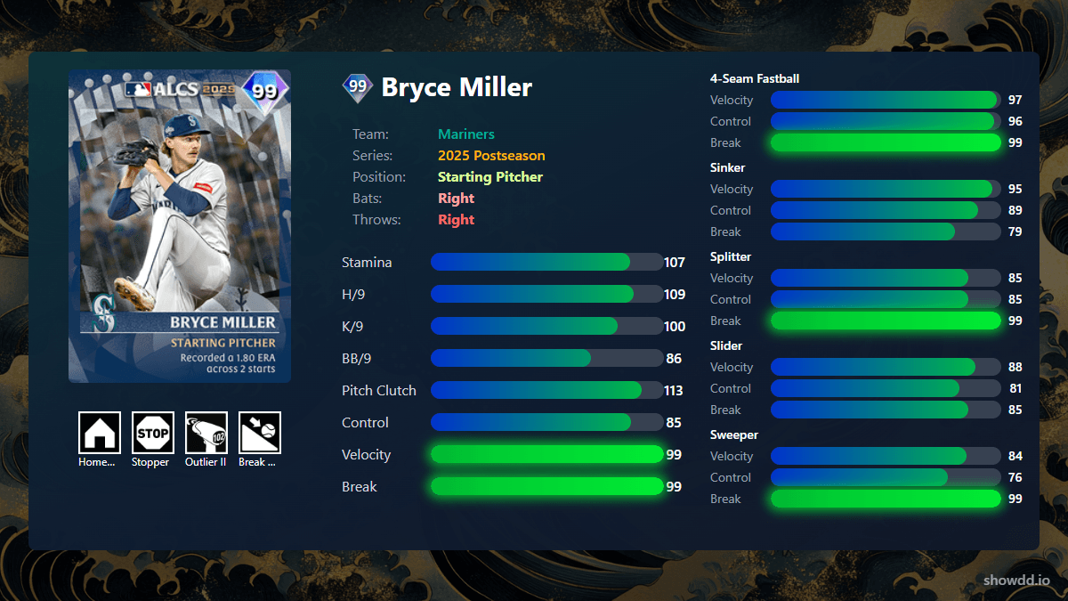 Bryce Miller, 99 2025 Postseason - MLB the Show 25