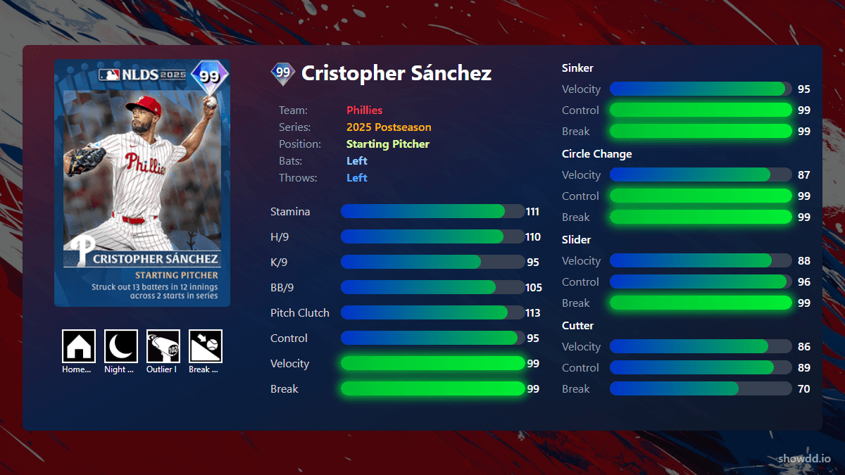 Cristopher Sánchez, 99 2025 Postseason - MLB the Show 25