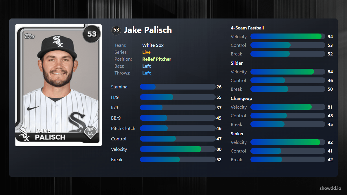 Jake Palisch, 53 Live - MLB the Show 25