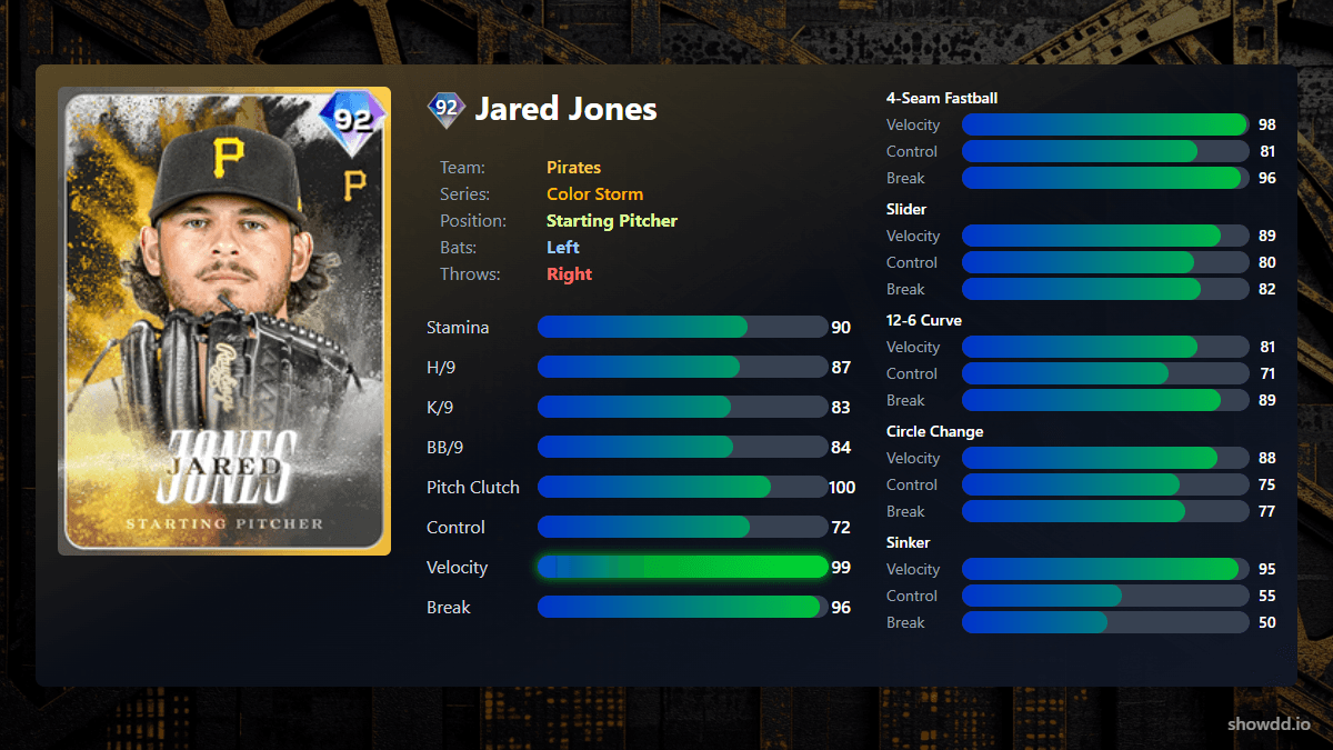 Jared Jones, 92 Color Storm - MLB the Show 25