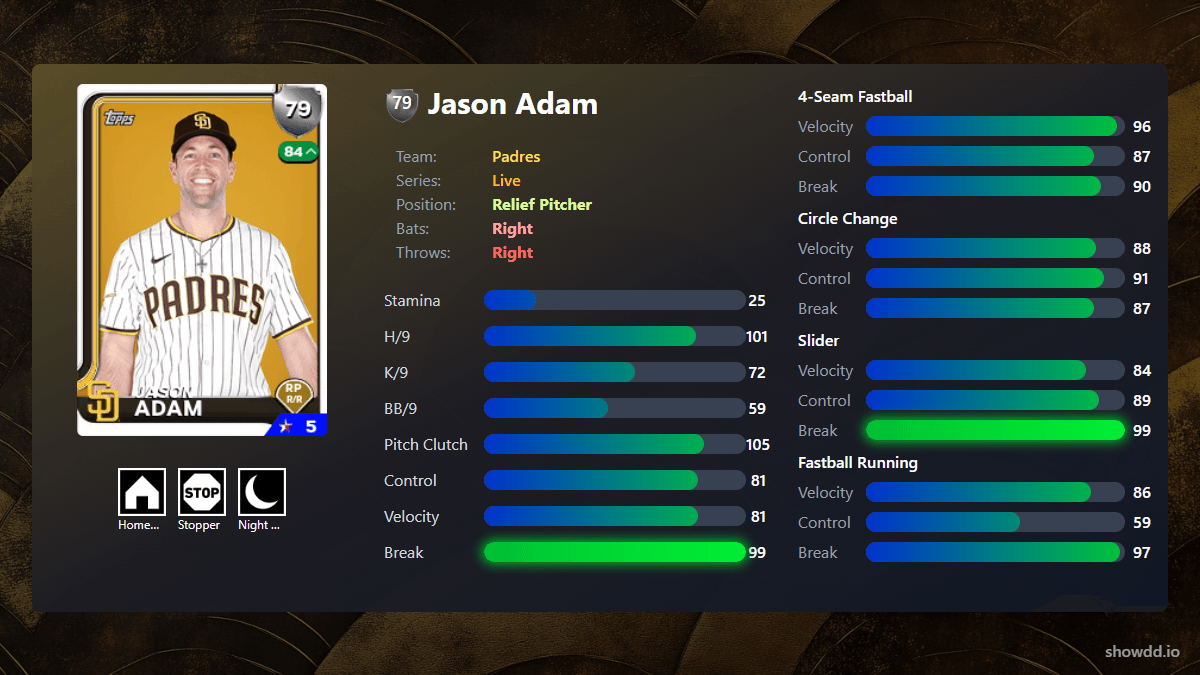 Jason Adam, 74 Live - MLB the Show 25