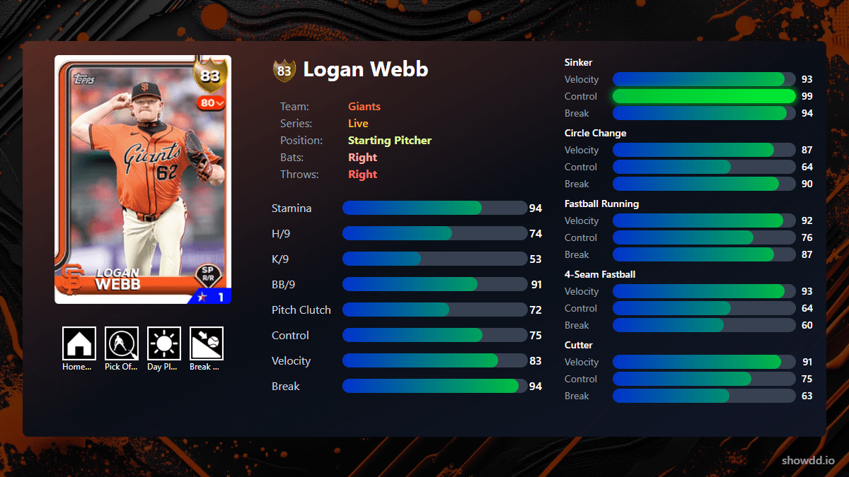 Logan Webb, 80 Live - MLB the Show 25