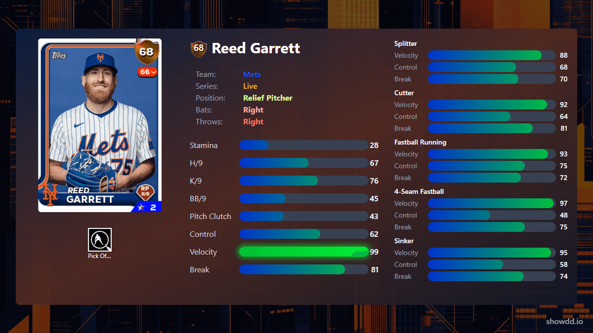 Reed Garrett, 74 Live - MLB the Show 25